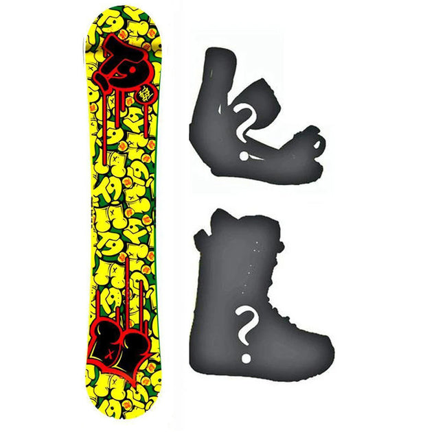 140cm Technine Young Gun Rasta Snowboard, or Build a Package with Boot ...