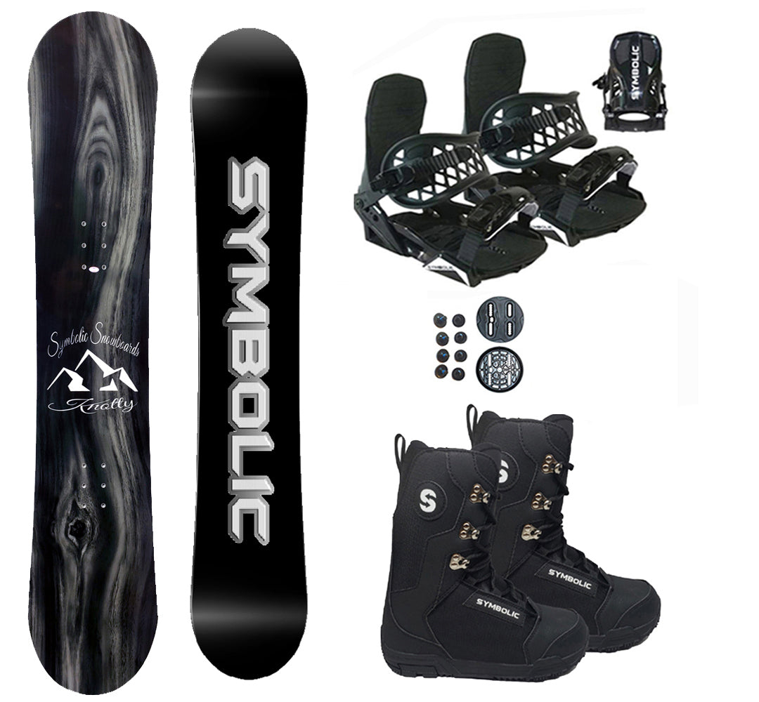 Symbolic Knotty Men's Snowboard And Black Bindings With Boots 3PC Comp ...