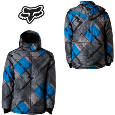 Fox Racing F Logo Ski Snowboard Winter Blue parka Jacket -Fleece Insul ...