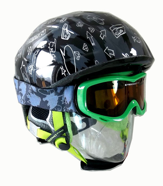 Tecnopro Helmet & Goggles Combo Black snowboard, ski kids Small-Medium ...